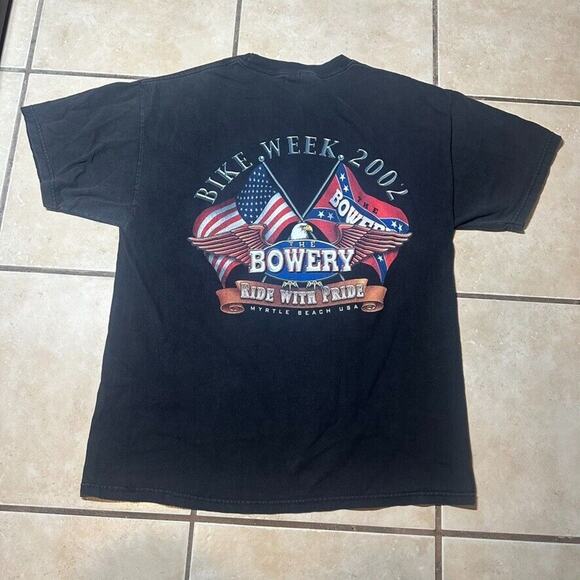 Hanes | Shirts | Vintage Y2k Bowery Bike Week 202 Myrtle Beach Black Bike Graphic Tee Mens Large ...